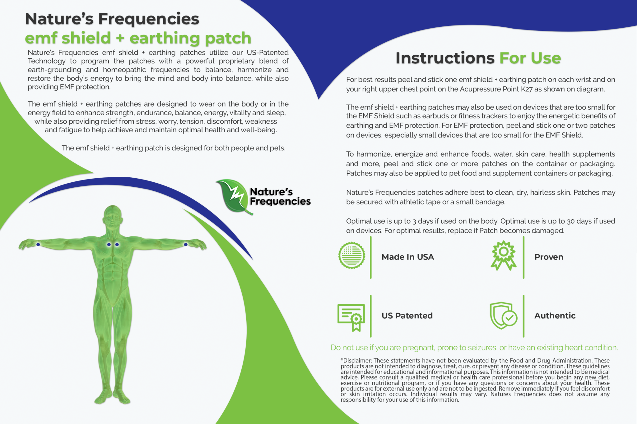 Nature’s Frequencies emf shield + earthing patch – Natures Frequencies